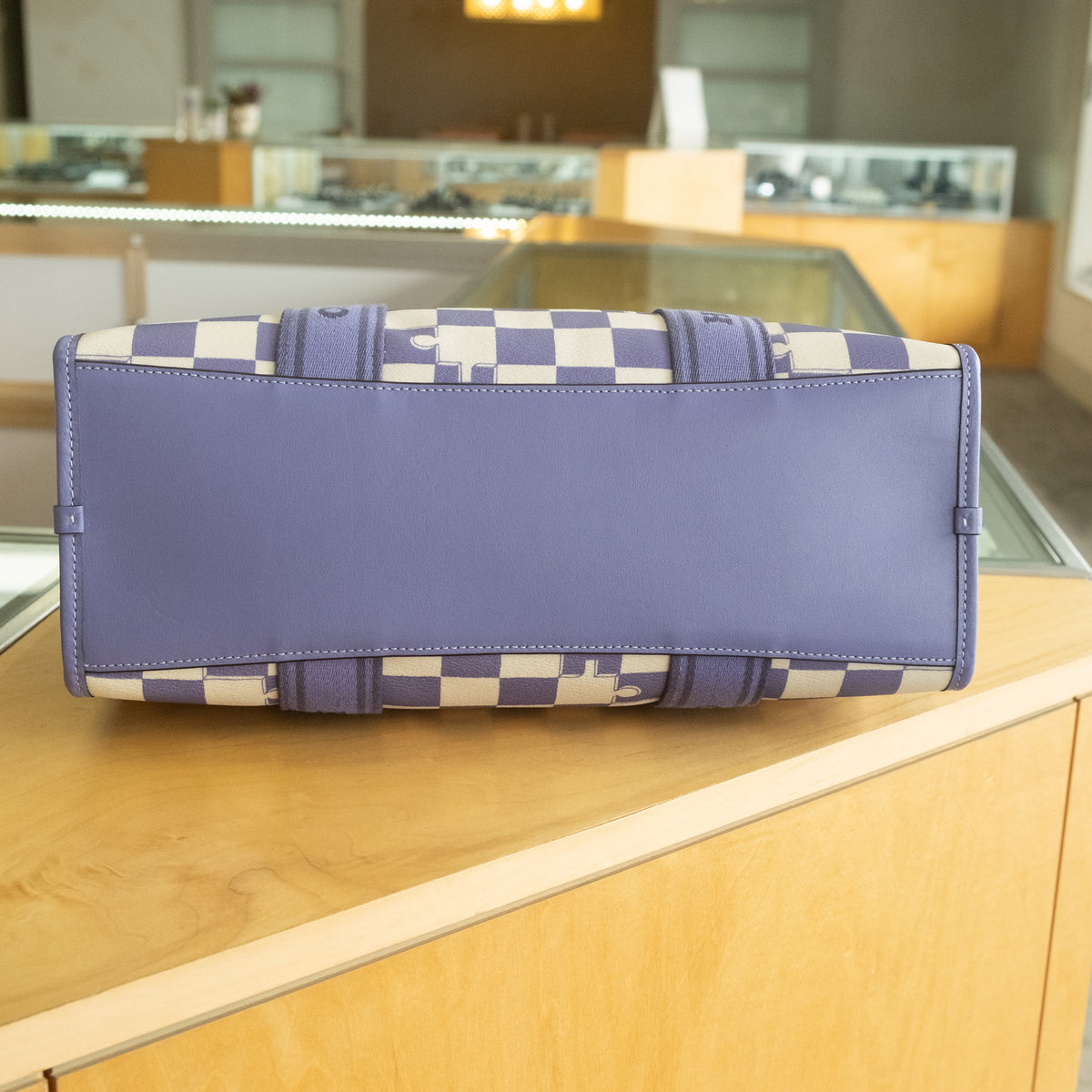 Coach Smith Tote Bag With Checkerboard Print in Silver/Light Violet/Ch ...